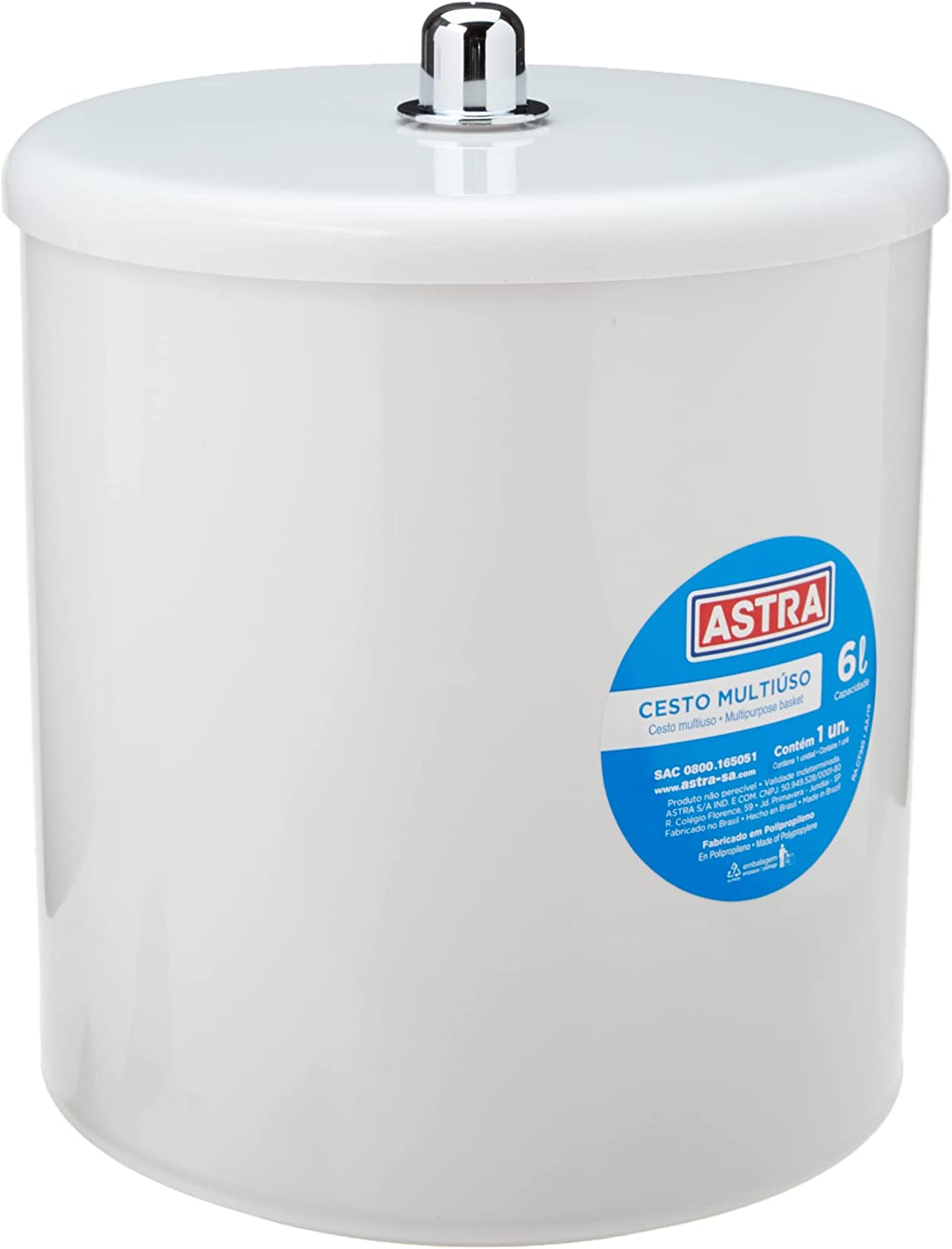 CESTO MULTIUSO BRANCO CT4 - 6L ASTRA - Base Forte