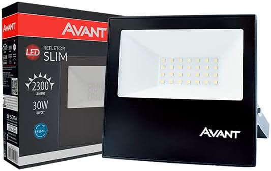 REFLETOR DE LED SLIM HOLOFOTE 30W 6500K LUZ BRANCA BIVOLT...