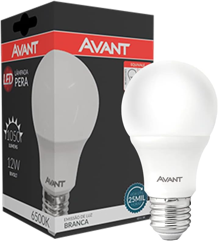 LÂMPADA DE LED 12W BIVOLT E27 6500K LUZ BRANCA AVANT - Ba...